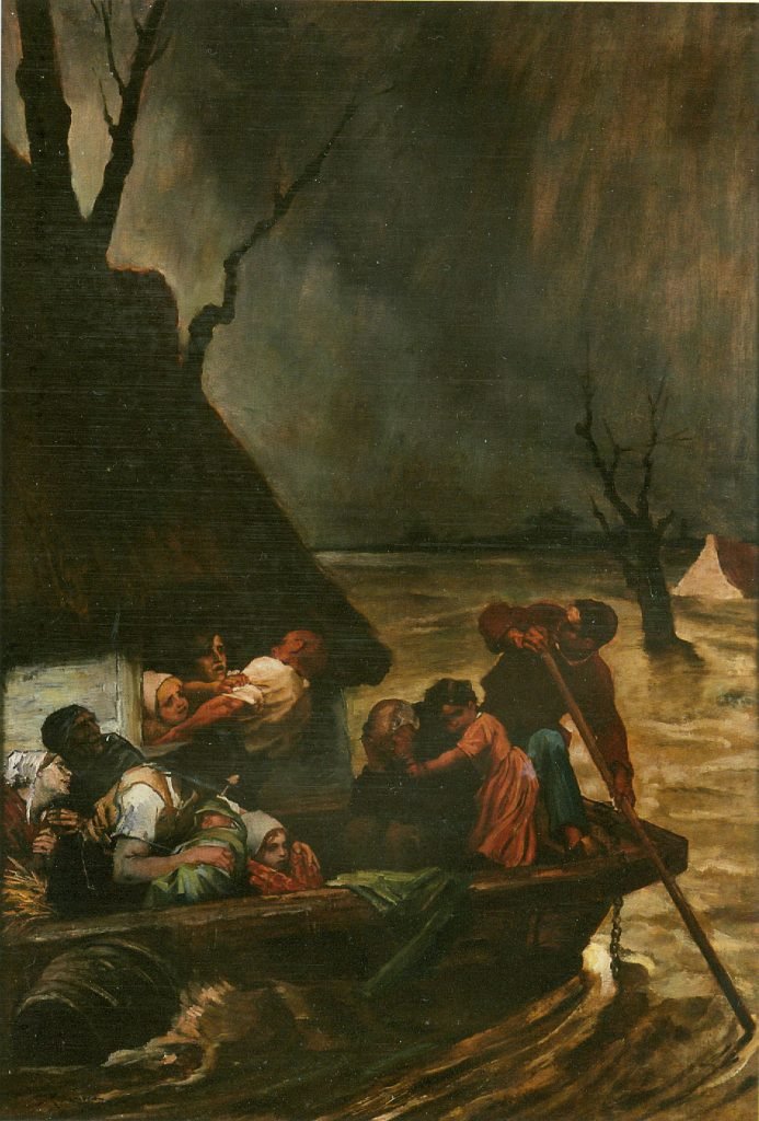 C. Meunier, De overstroming van Leuven, 177/126 cm. - Belgian Sculptures